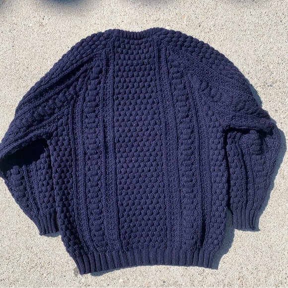 Vintage | Sweaters | Vintage 7s Hand Loomed Irish Artisan Navy Wool ...